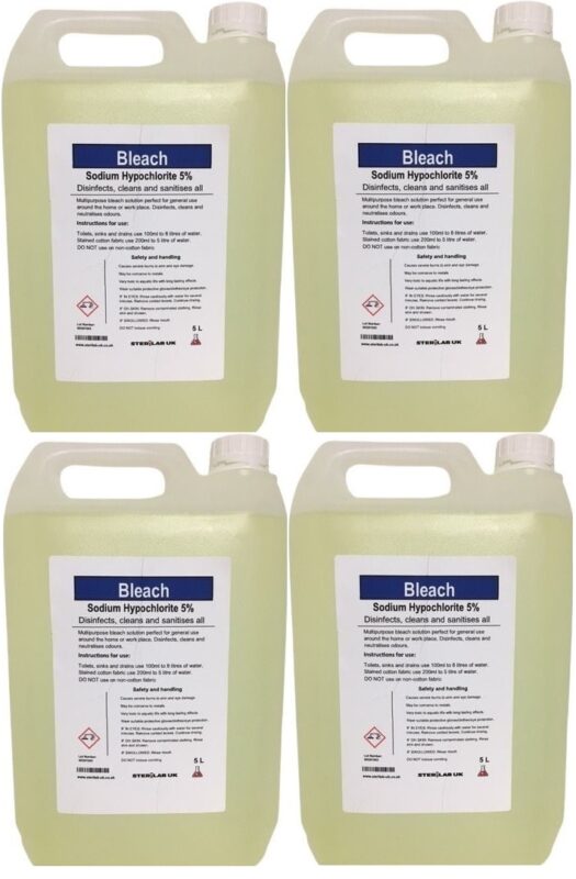 BLEACH 5%, 4x5L, if collected £4 discount – Sterilab Uk